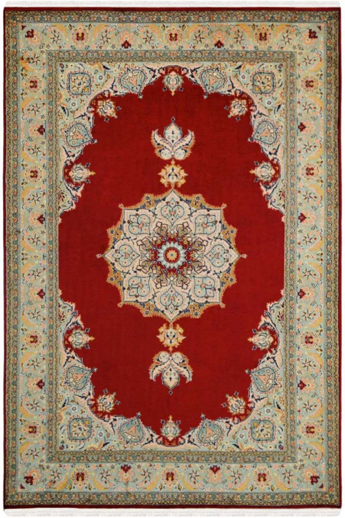 Buy Neel Rust Kirman Silk Carpets made in pure Kashmir silk on cotton