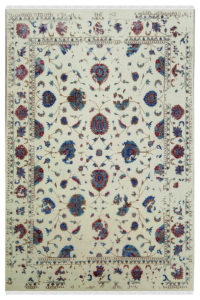 Shop Ivory Floral Beauty Handknotted Wool area Carpet an rug