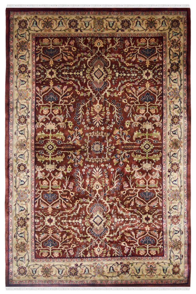 Traditional Jewel Maroon Handknotted Wool Rug - Yak Carpet